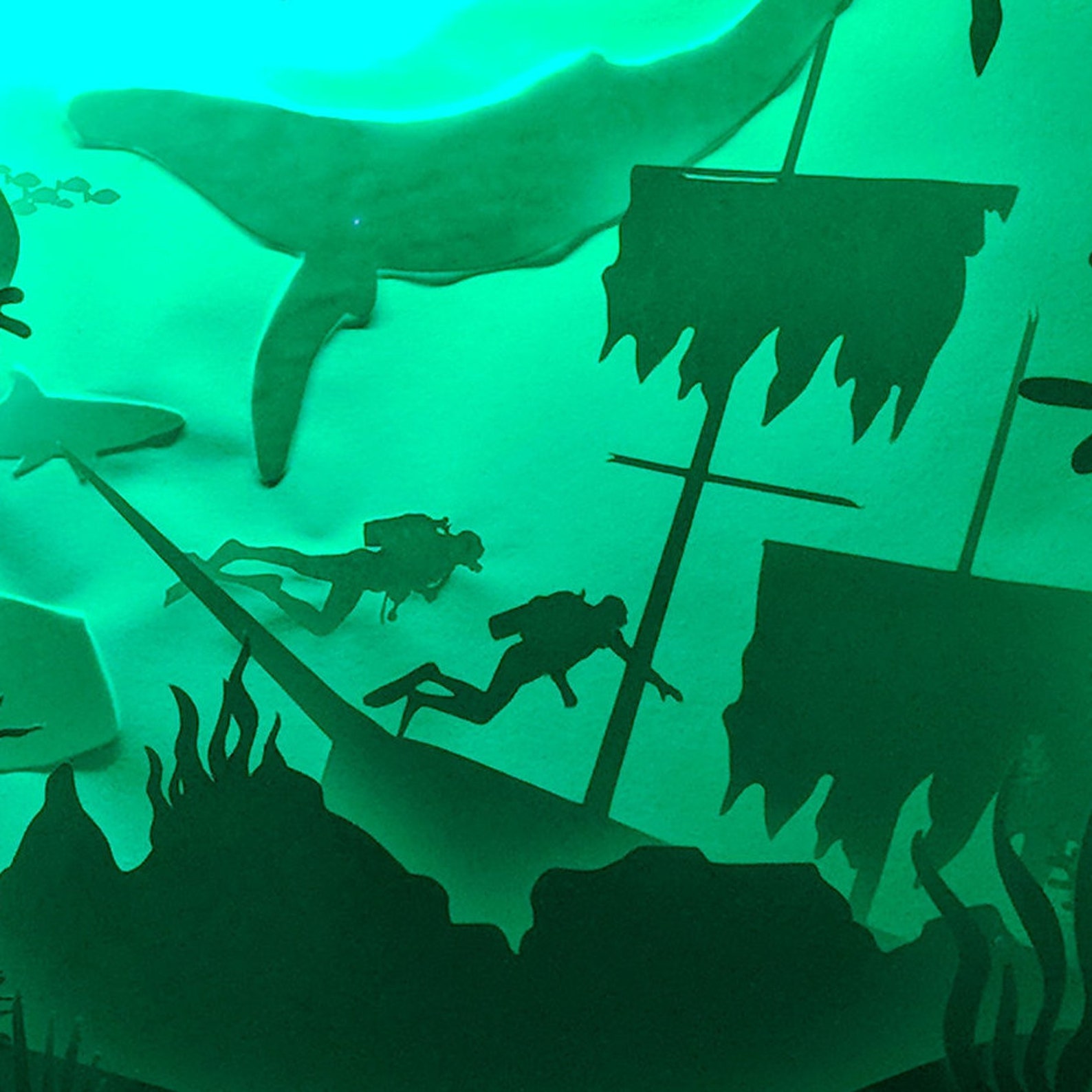 Underwater Scuba Shipwreck Paper Cut Light Box / Ocean Paper Art ...