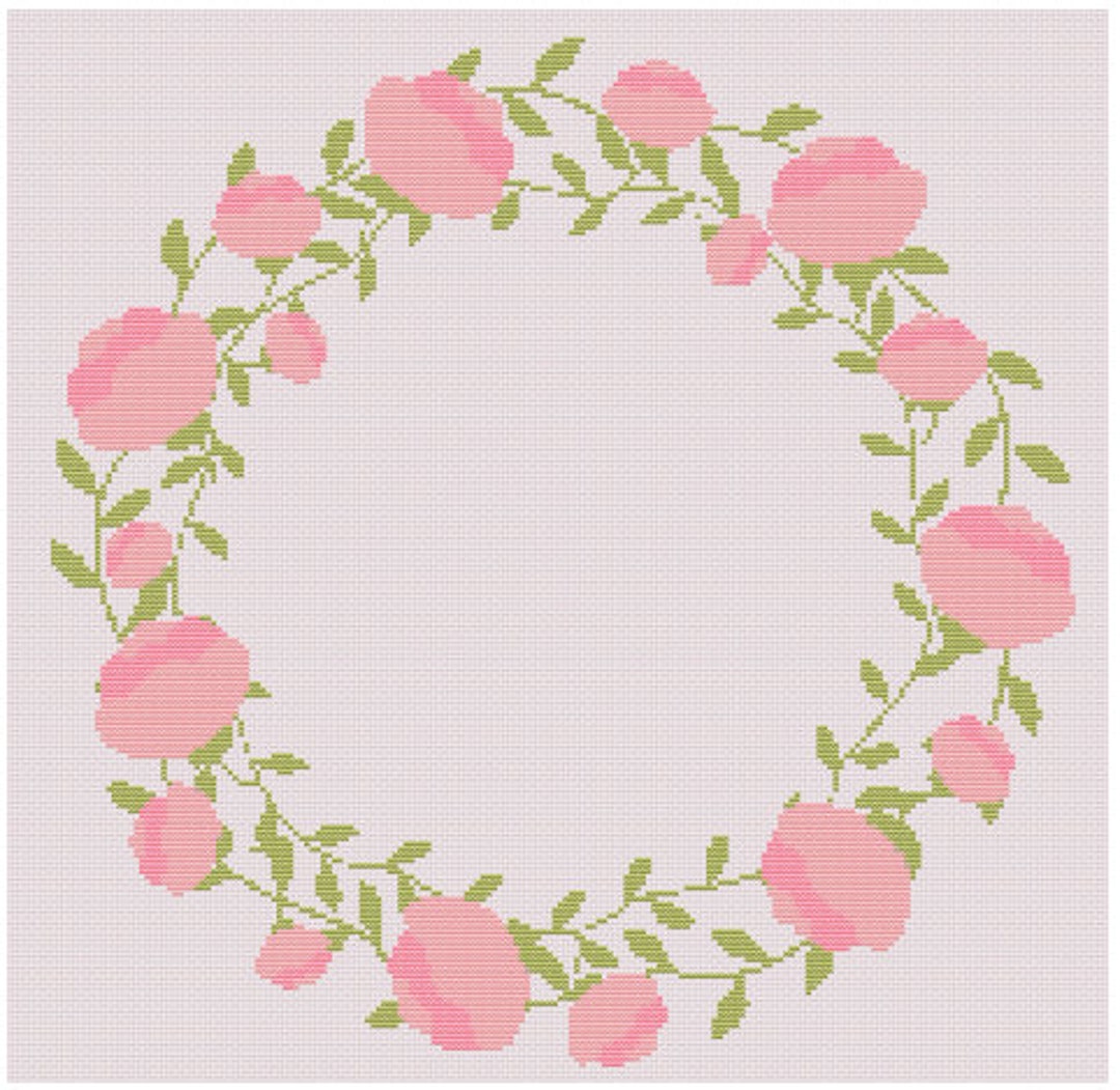 Spring Floral Wreath Cross-stitch PATTERN ONLY Beginner Border Easy ...