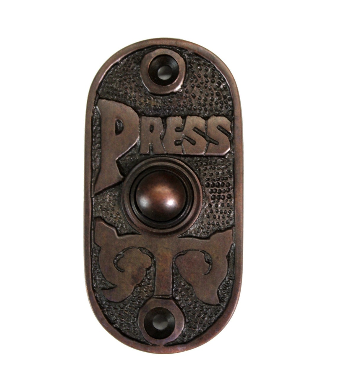 Oval Bronze Press Door Bell Button Antique Old Style Over Cast | Etsy