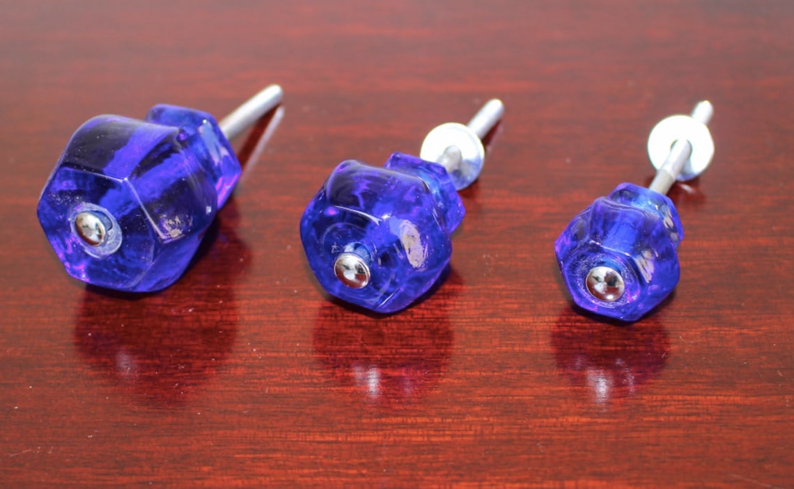 Cobalt BLUE Depression Glass Cabinet Knobs 1.25 Inch Drawer - Etsy
