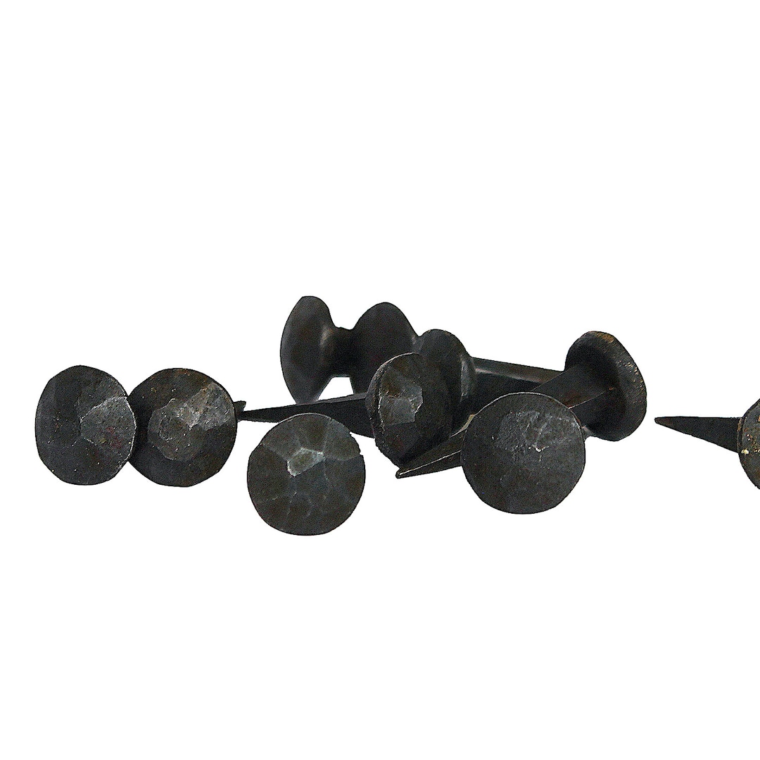 Set of 10 Nails Handmade Wrought Iron Hammered Round Top Wax - Etsy