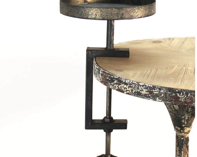 Round Vice Clamp Table Old Factory Industrial Style Aged Tin - Etsy