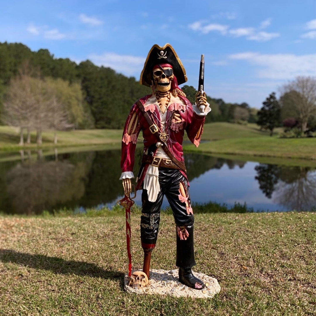 Life Size Peg Leg Skeleton Pirate Statue With Gun and Sword - Etsy
