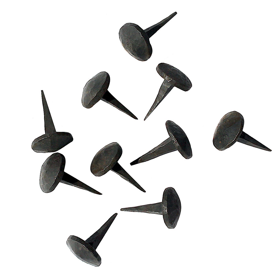 Set of 10 Nails Handmade Wrought Iron Rough Hammered Top Wax - Etsy
