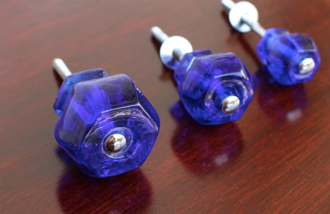 Cobalt BLUE Depression Glass Cabinet Knobs 1.25 Inch Drawer Pull - Etsy