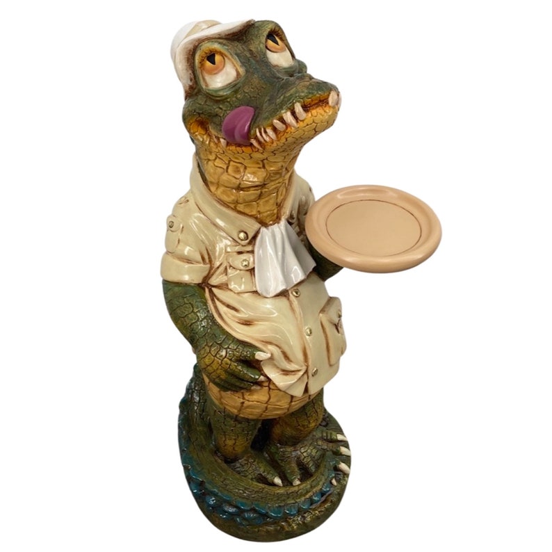 Alligator Butler Waiter Statue and Tray Crocodile 2ft Tall - Etsy