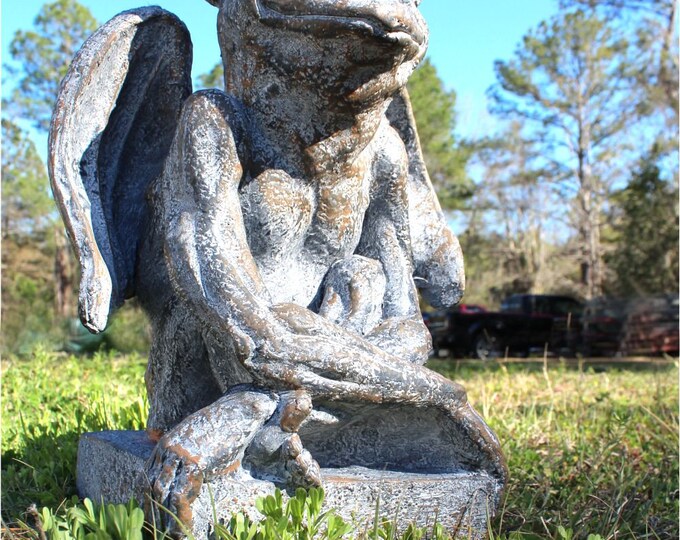 Smiling Gargoyle Griffin Sculpture With Wings Protect Guard - Etsy