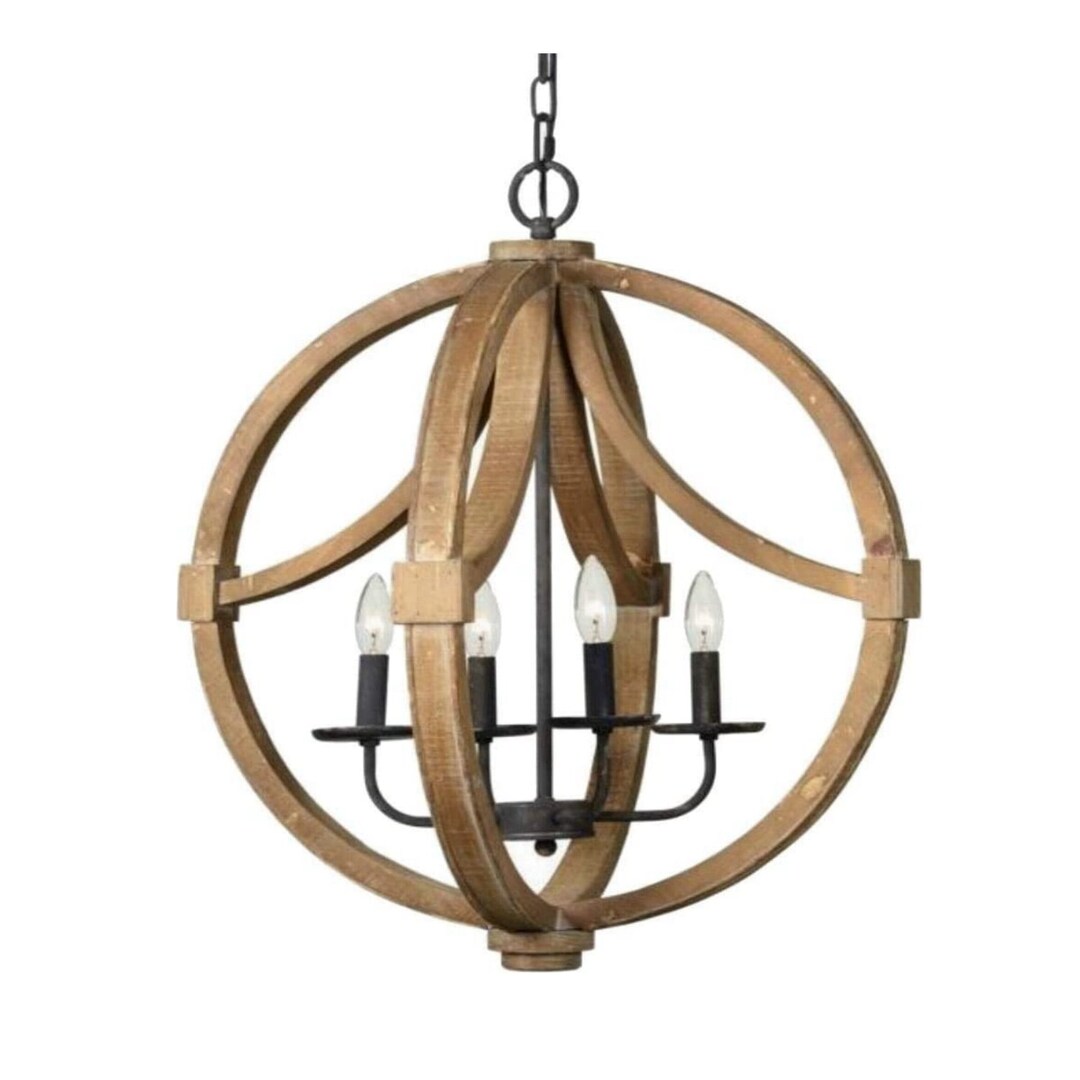 Round Country Wood Chandelier Vintage Finish Hand Crafted - Etsy
