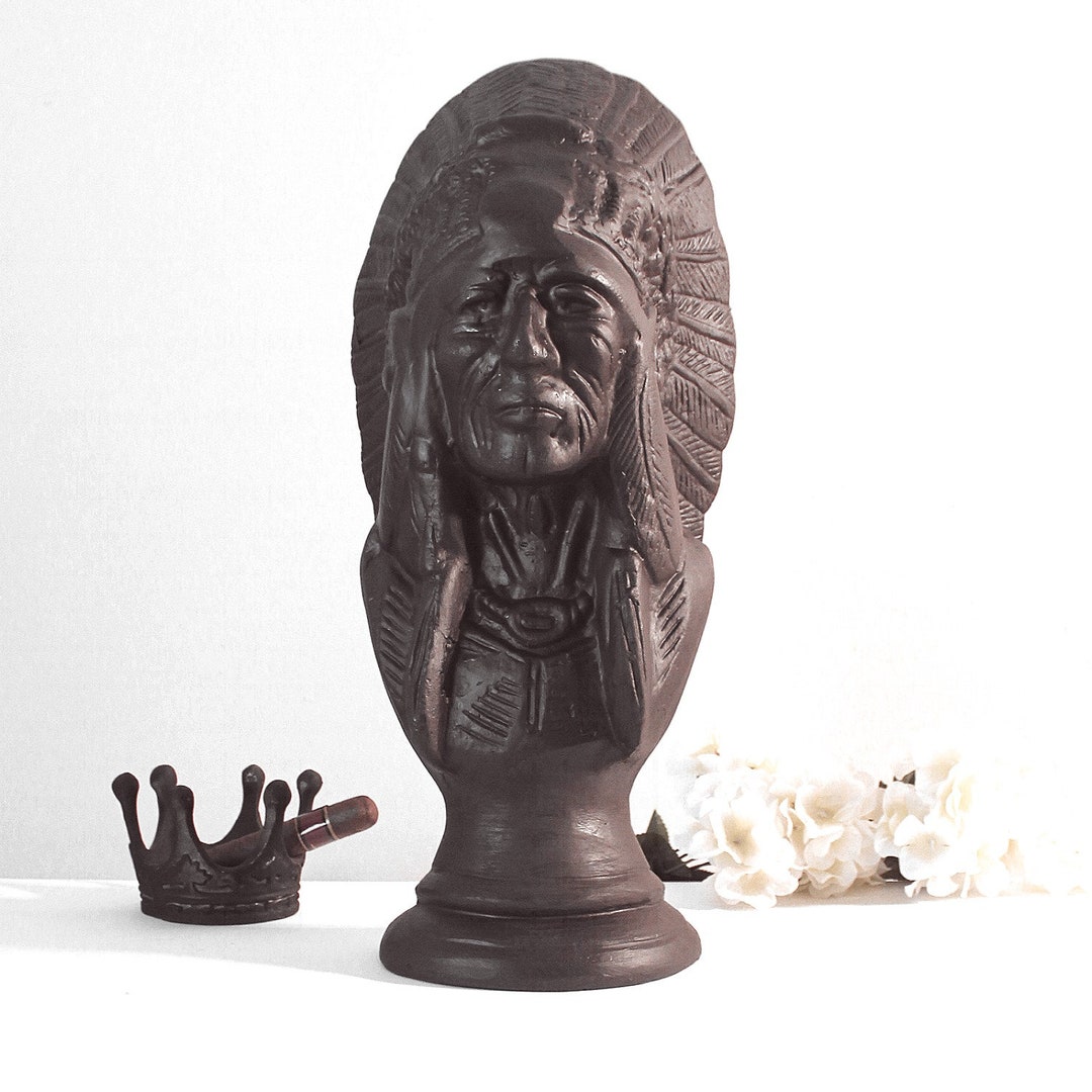 Cigar Store Indian Bust in Bronze Painted for Aficionados - Etsy