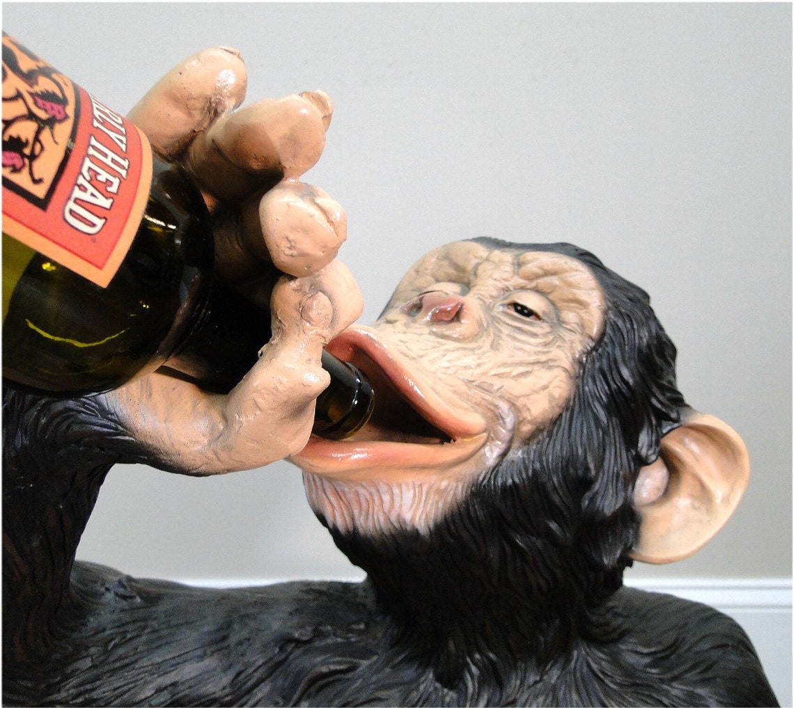 Drinking Monkey Statue Drunk Butler Wine Bottles Beer Ape | Etsy