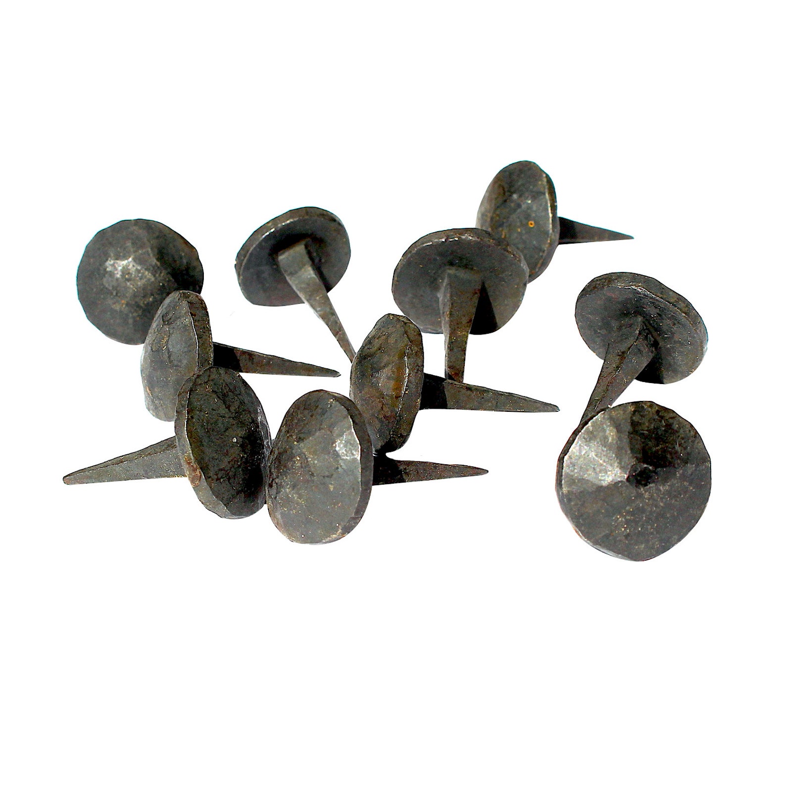 Set of 10 Nails Handmade Wrought Iron Rough Hammered Top Wax - Etsy