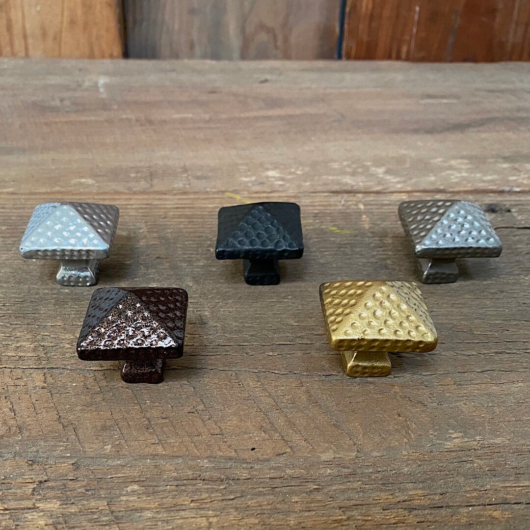Cast Iron Pyramid Cabinet Knobs Stippled Design Choose Finish - Etsy