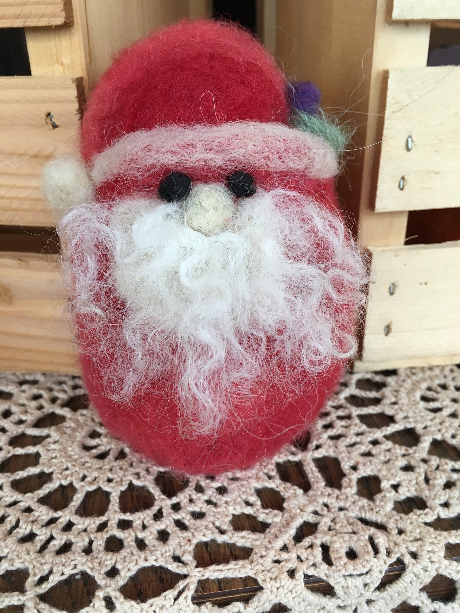 Felted Miniature Santa Clause, Felted Santa, Alpaca, Wool Blend, Needle ...