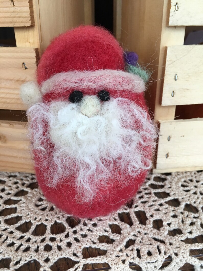 Felted Miniature Santa Clause, Felted Santa, Alpaca, Wool Blend, Needle ...