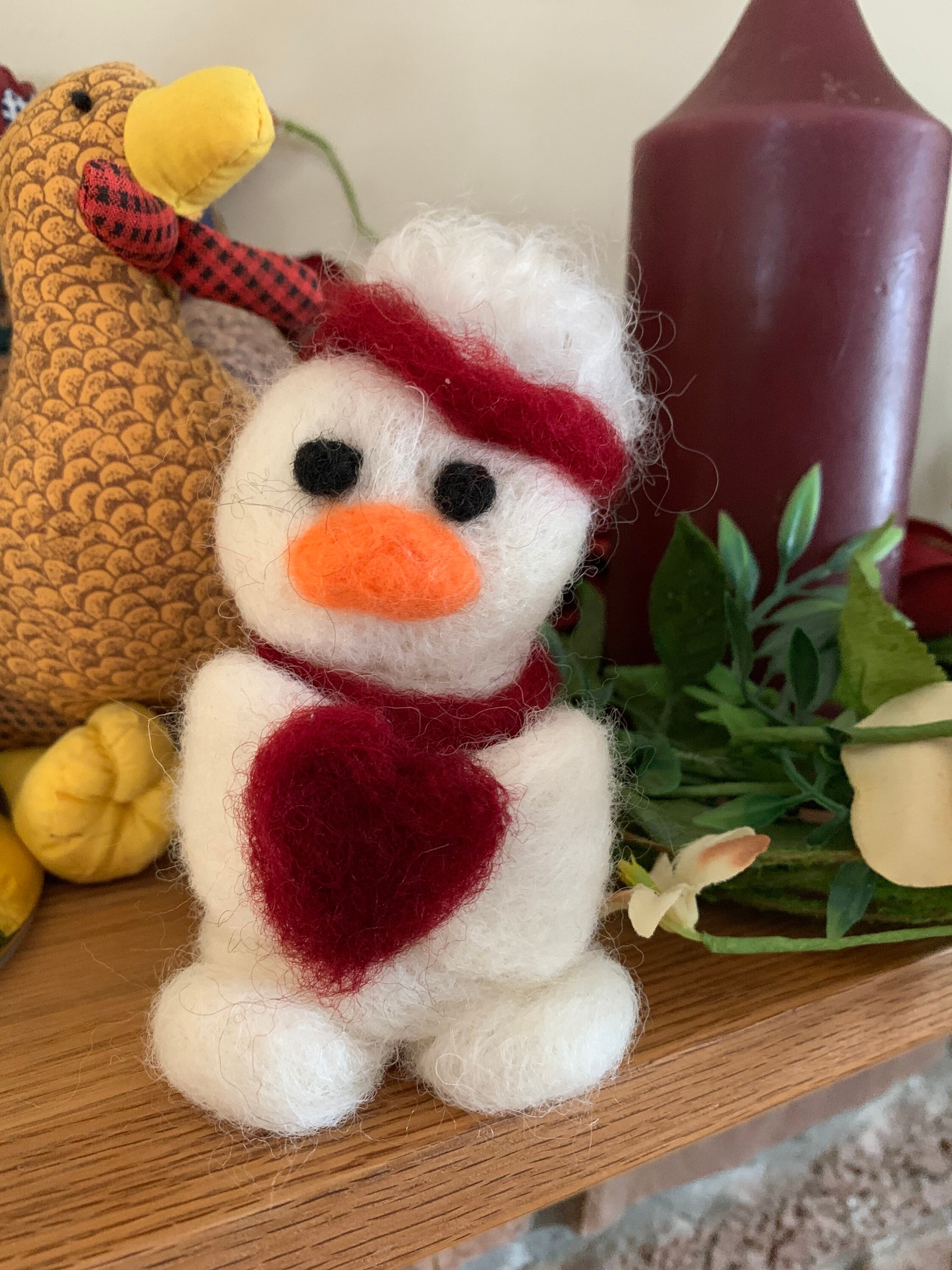 Weißer Filz Ente mit rotem Herzen, Wolle Ente, süße Ente, Ente Dekor ...