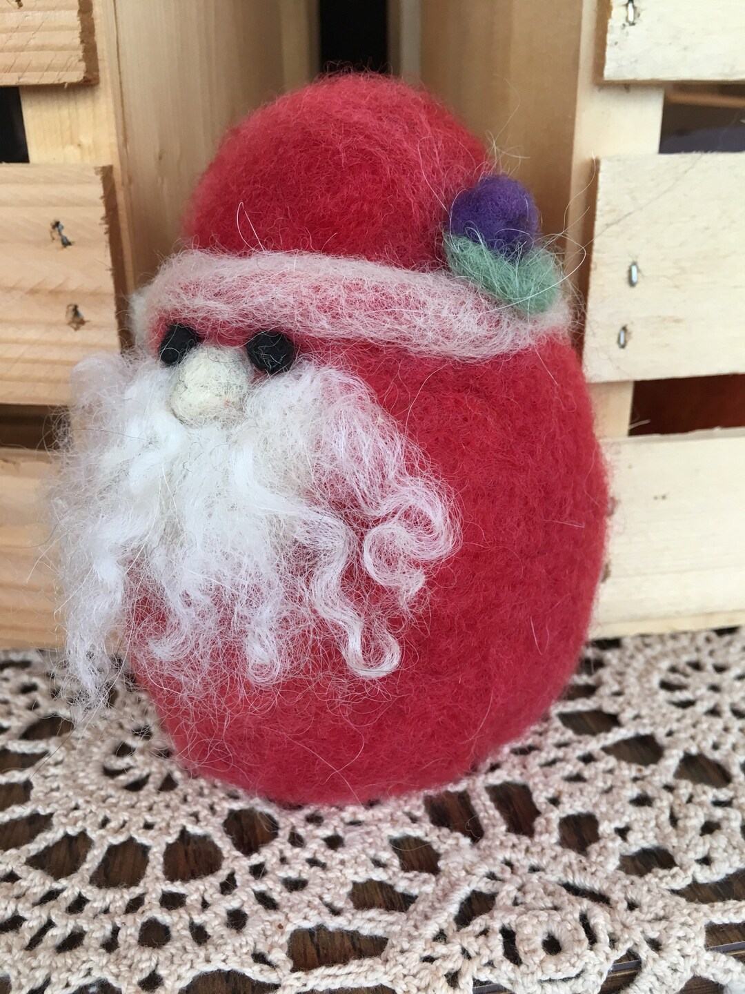 Felted Miniature Santa Clause, Felted Santa, Alpaca, Wool Blend, Needle ...