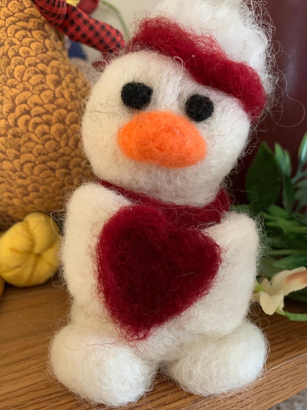 Weißer Filz Ente mit rotem Herzen, Wolle Ente, süße Ente, Ente Dekor ...