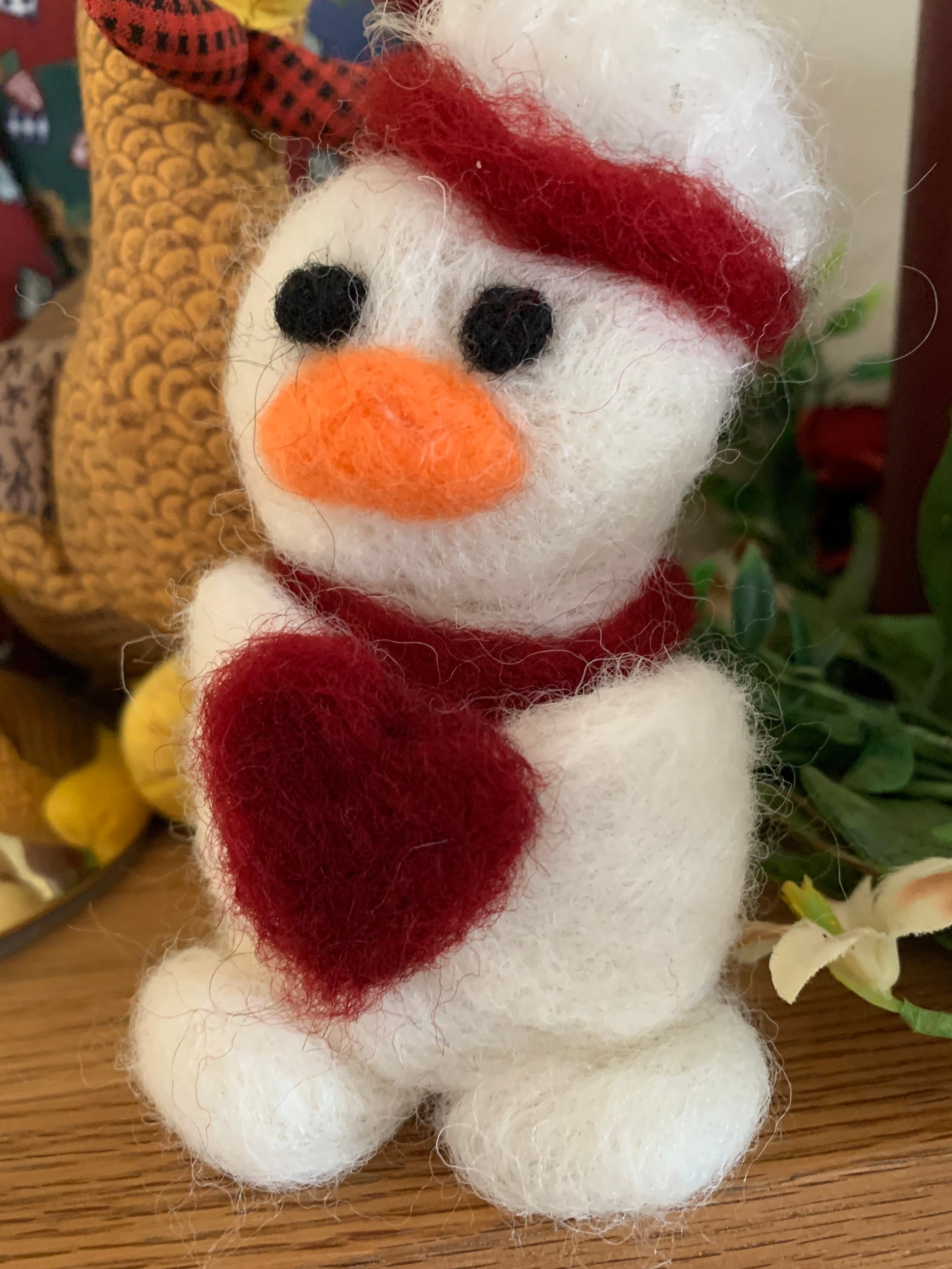 Weißer Filz Ente mit rotem Herzen, Wolle Ente, süße Ente, Ente Dekor ...