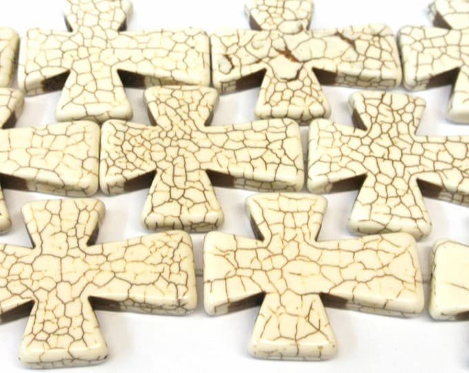 White / Cream Cross Beads Large Crosses 50x40mm Magnesite - Etsy
