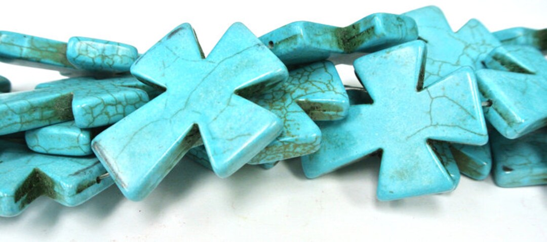 Turquoise Cross Beads, Large Crosses, 50x40mm Magnesite Cross ...
