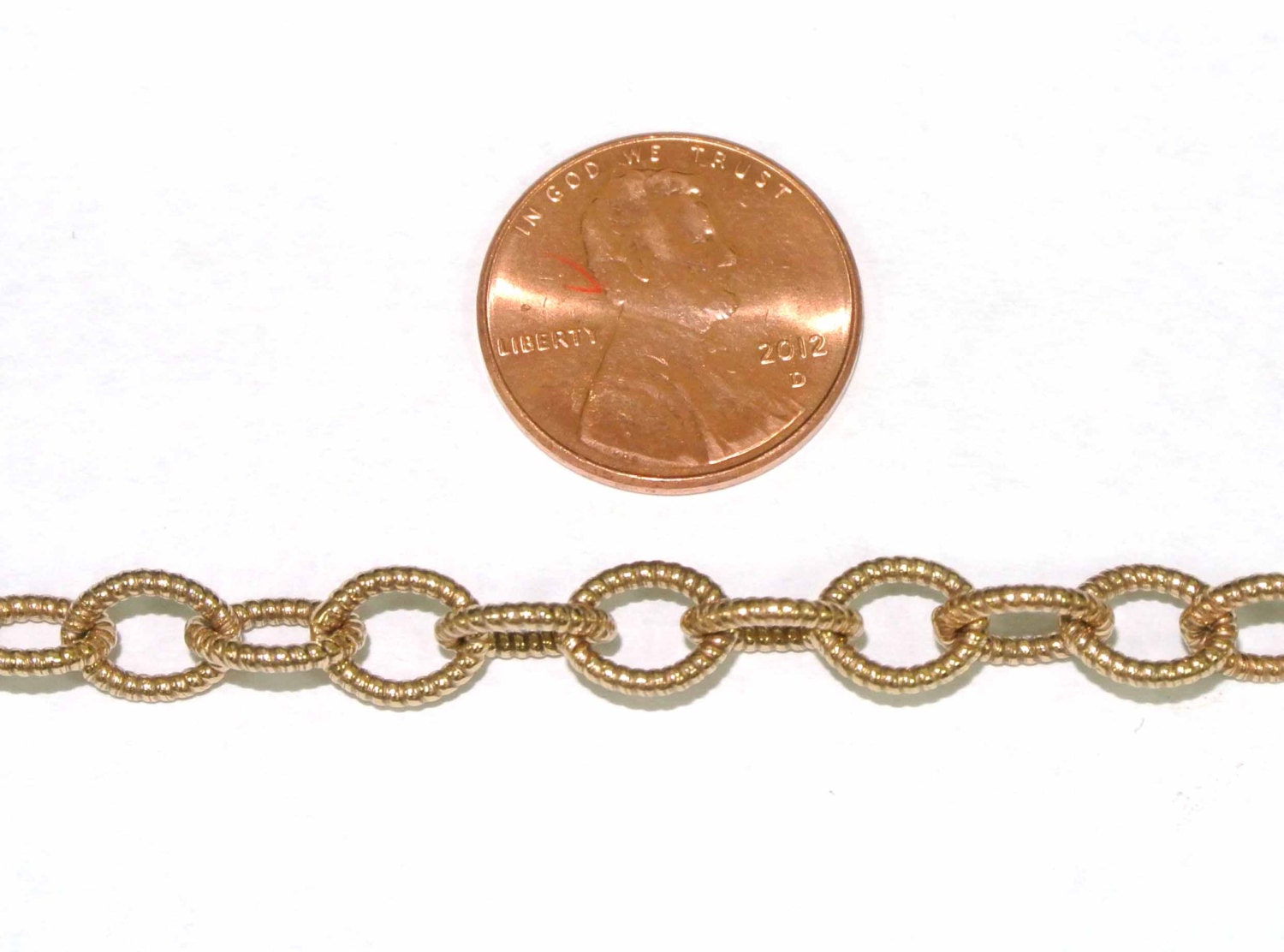 1 Foot - Gold Chain by the Foot, Cable Chain With Design, Heavy Weight ...