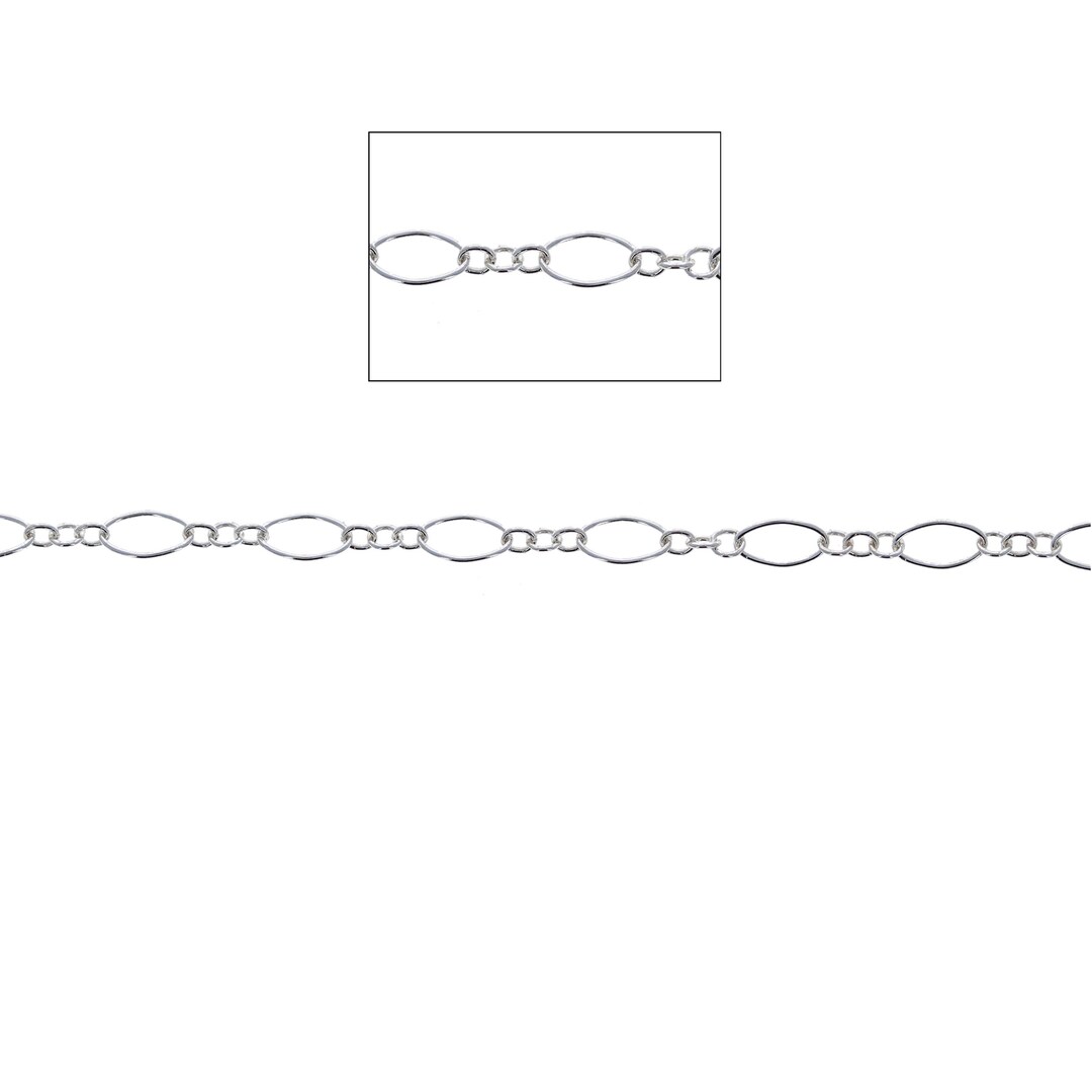 Small Oval Link Chain, 1 Foot or 5 Feet Silver Chain, Silver Oval Links ...