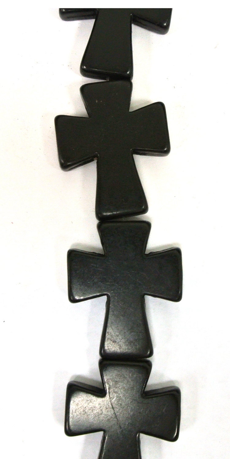 Black Cross Beads Large Crosses 35x30mm Magnesite Crosses - Etsy