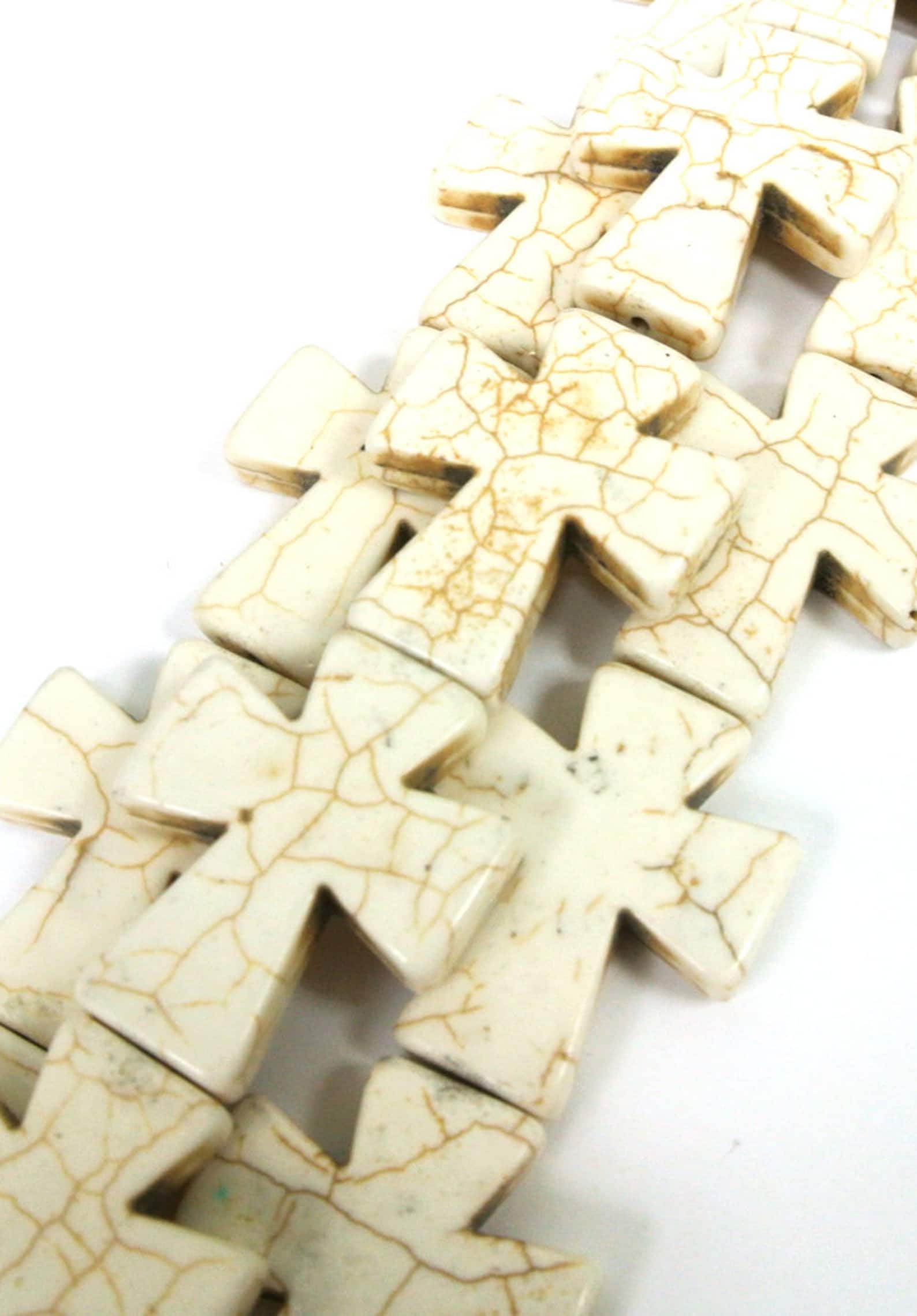 White Cross Beads, Large Crosses, 35x30mm Magnesite Crosses, White ...