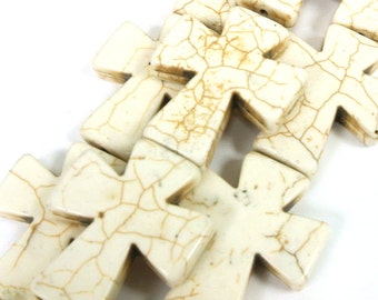 White / Cream Cross Beads Large Crosses 50x40mm Magnesite | Etsy
