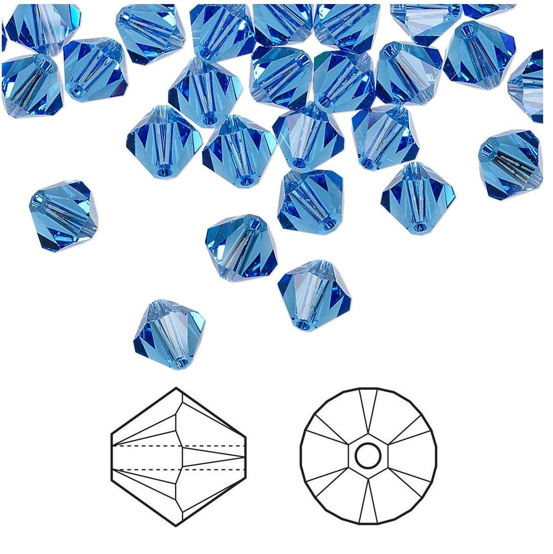 3mm Crystal Bicone Beads, 100 Pieces, Sapphire, Genuine Swarovski ...