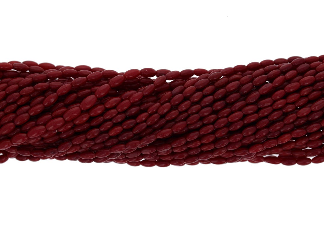 Red Coral Beads, 3x5mm Sea Bamboo Rice Red Coral, Red Sea Coral Round ...