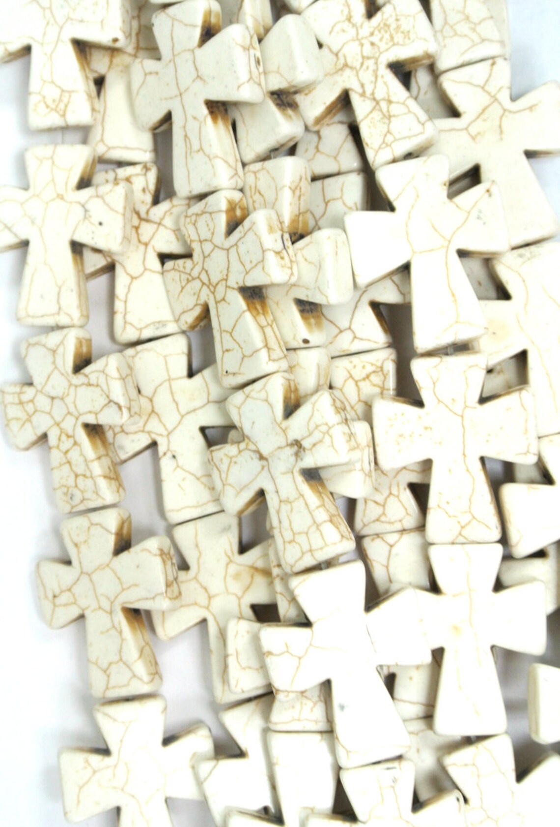 White Cross Beads, Large Crosses, 35x30mm Magnesite Crosses, White ...
