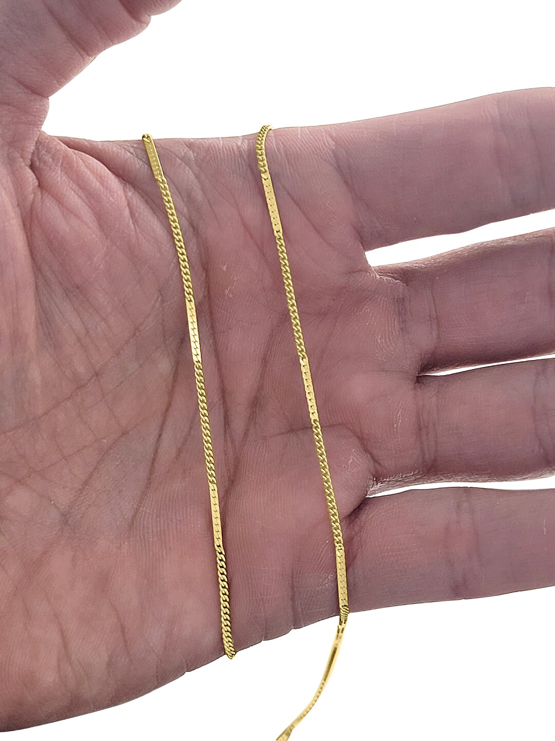 Gold Bar Link Chain, Flat Bar, Curb Chain. 3 Feet, GF Dapped Bar Chain ...