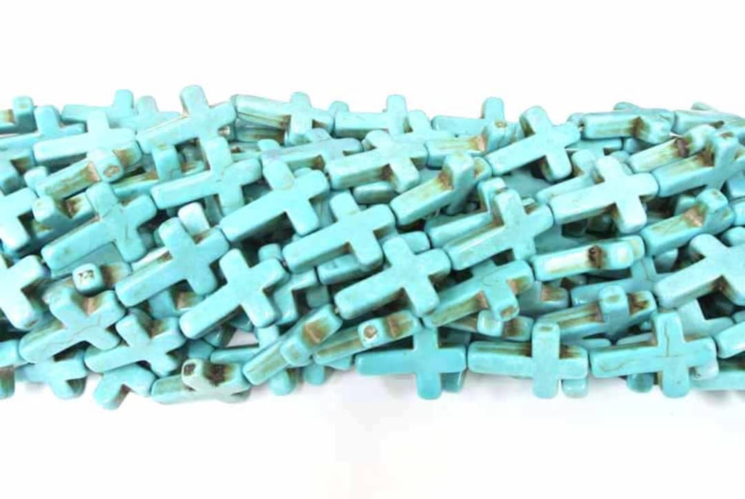 Turquoise Stone Crosses, Turquoise Cross Beads, Cross Beads, Howlite ...