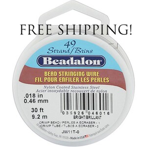 Beadalon 49 Strand Beading Wire .018 30ft & 100ft Spools - Free ...