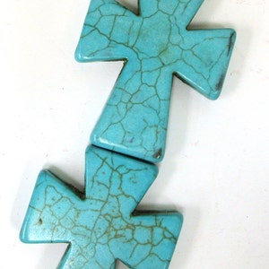 Turquoise Cross Beads, Large Crosses, 35x30mm Magnesite Cross ...