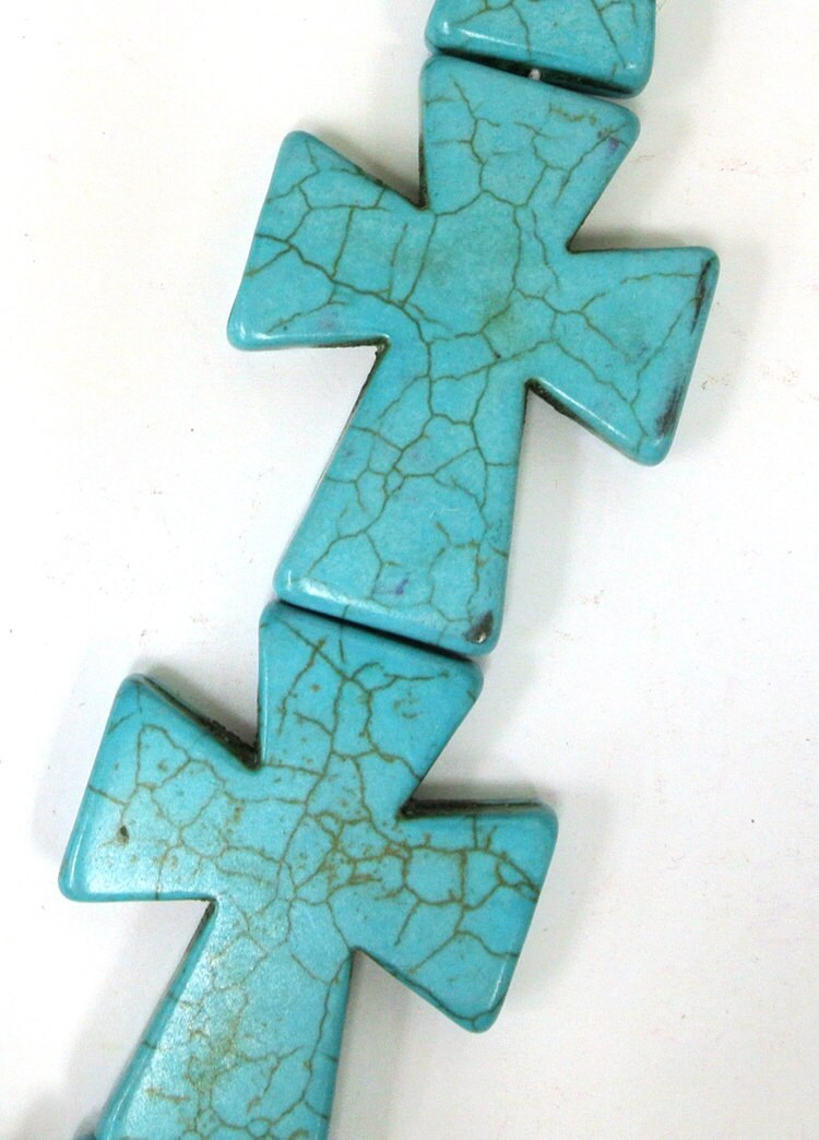Turquoise Cross Beads Large Crosses 35x30mm Magnesite Cross | Etsy