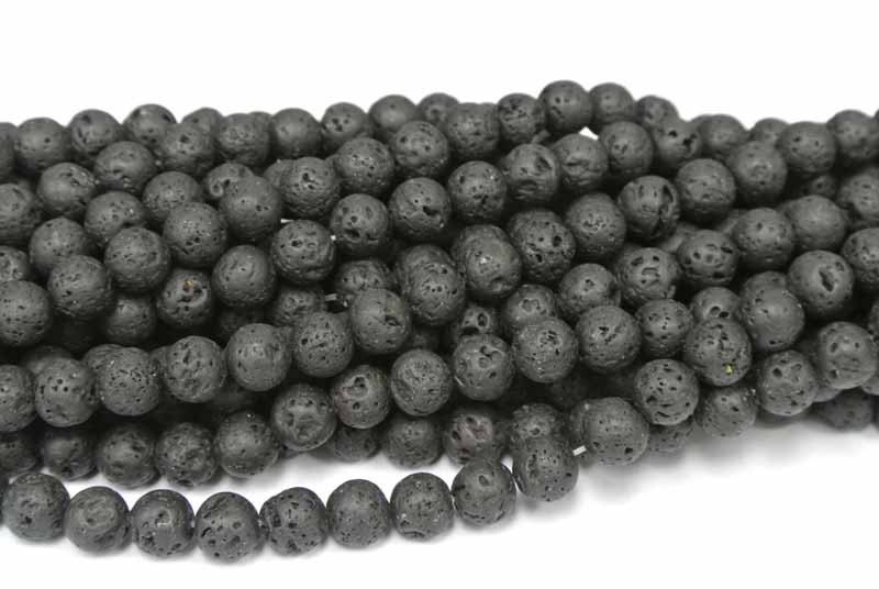 6mm Round Lava Beads, Volcanic Lava Beads, 1 Strand (16"), Round Black ...