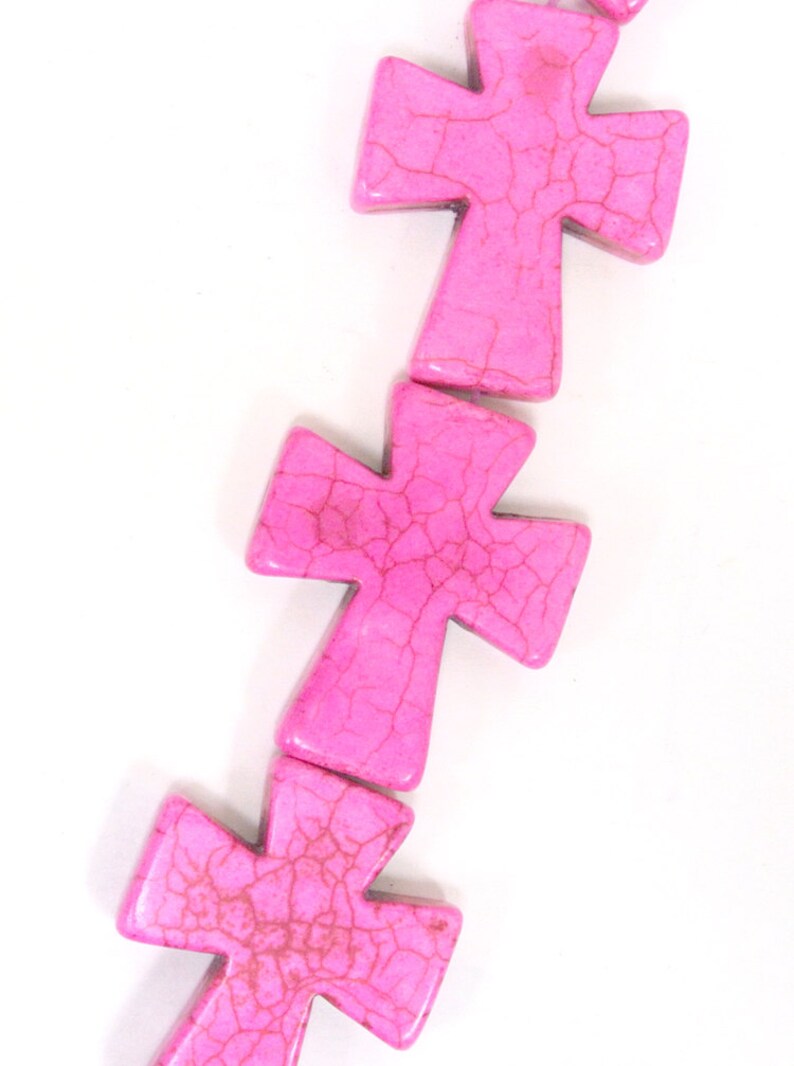 Pink Cross Beads Large Crosses 35x30mm Magnesite Crosses | Etsy