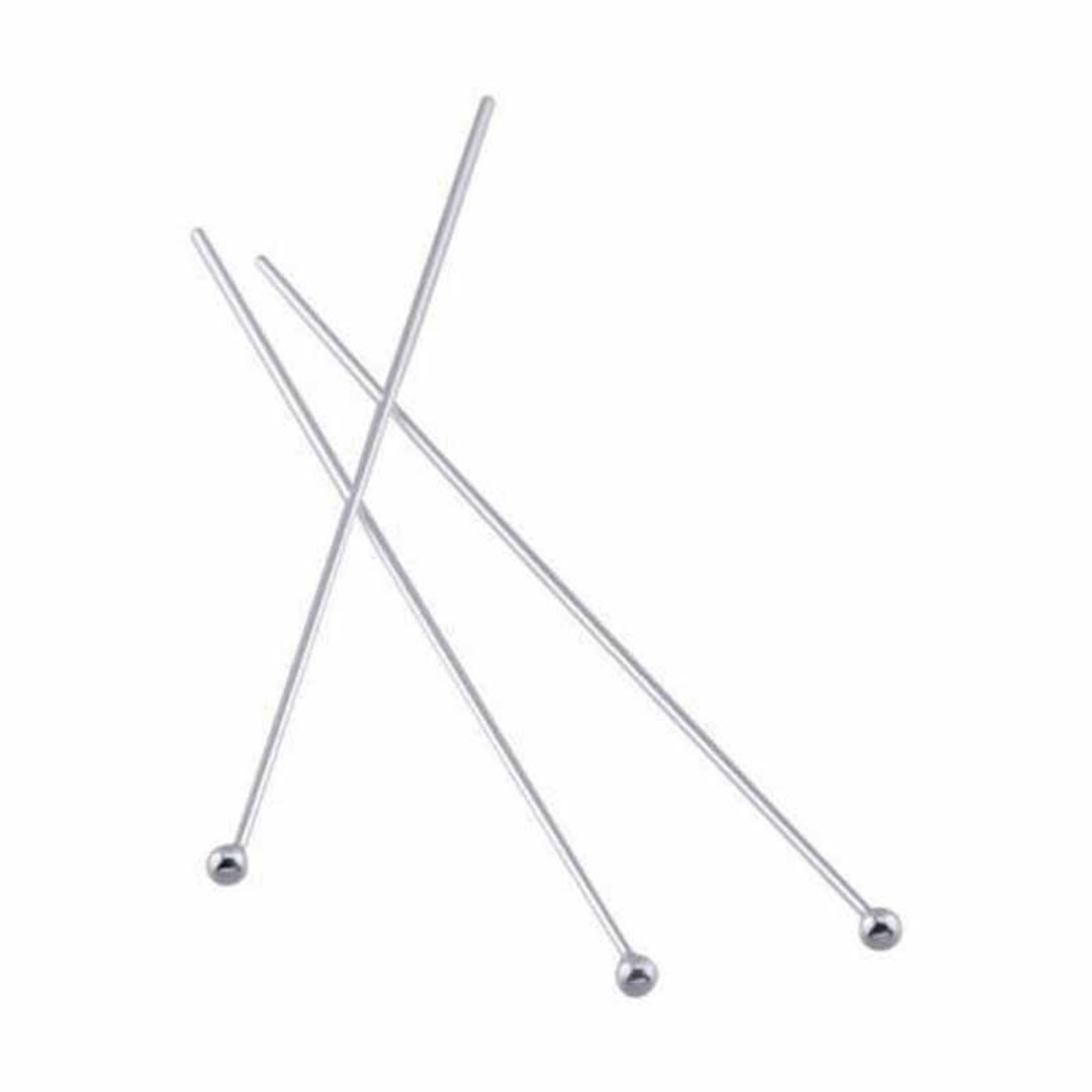 Sterling Silver Headpins, 24 GA Sterling Silver BALL Head Pins, 2", 50 ...