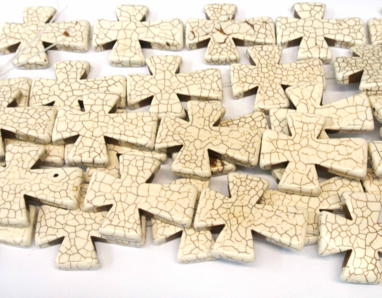 White / Cream Cross Beads, Large Crosses, 50x40mm Magnesite Cross ...