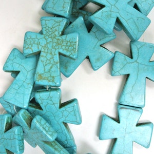 Turquoise Cross Beads, Large Crosses, 35x30mm Magnesite Cross ...