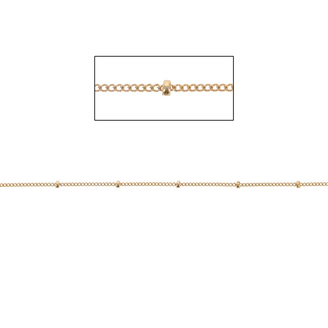 14kt Gold Filled Satellite Curb Chain, Small Bead Chain, Dainty Curb ...