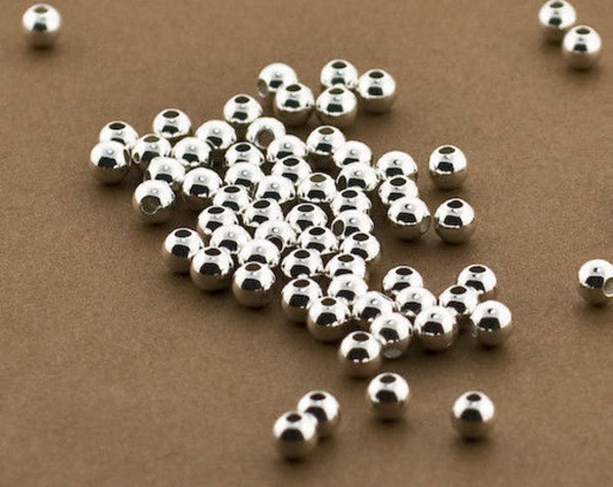 1000, Sterling Silver,4mm Round Seamless Smooth Beads, 4mm Sterling ...