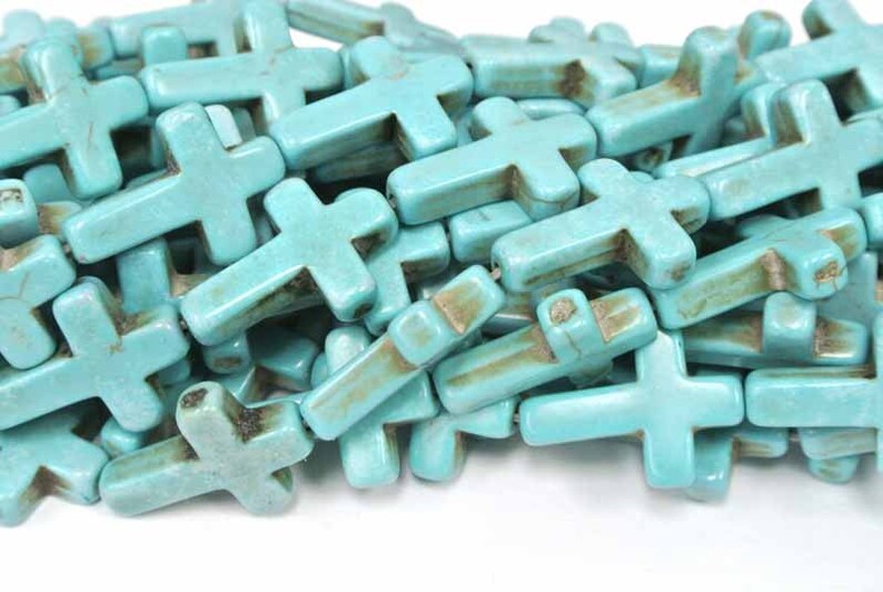 Turquoise Stone Crosses, Turquoise Cross Beads, Cross Beads, Howlite ...