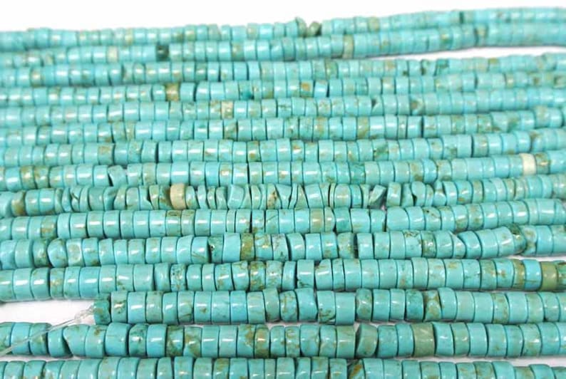 Heshi Turquoise Beads, Rondelle 5mm Turquoise Beads, 1 Strand (16 ...