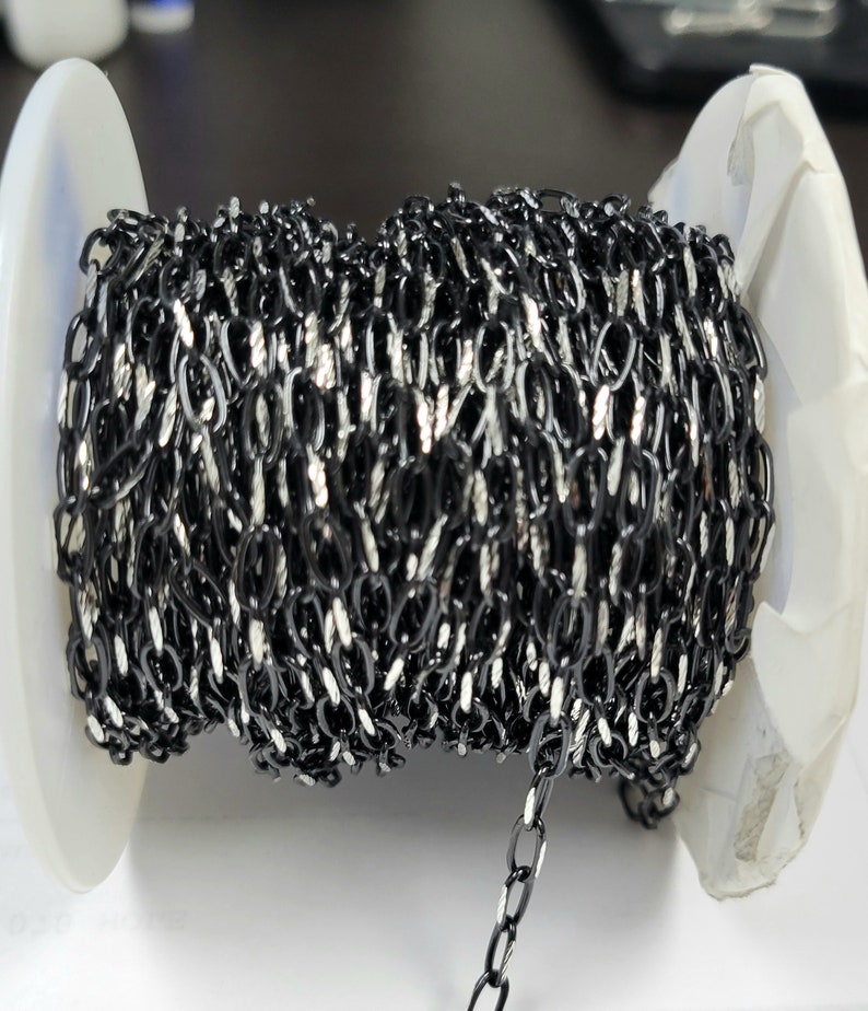 2 Tone Chain, Sterling Silver and Gun Metal Mixed Chain, Sold by the ...