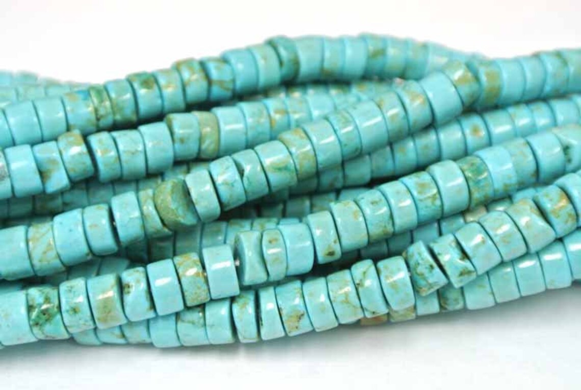 Heshi Turquoise Beads, Rondelle 5mm Turquoise Beads, 1 Strand (16 ...