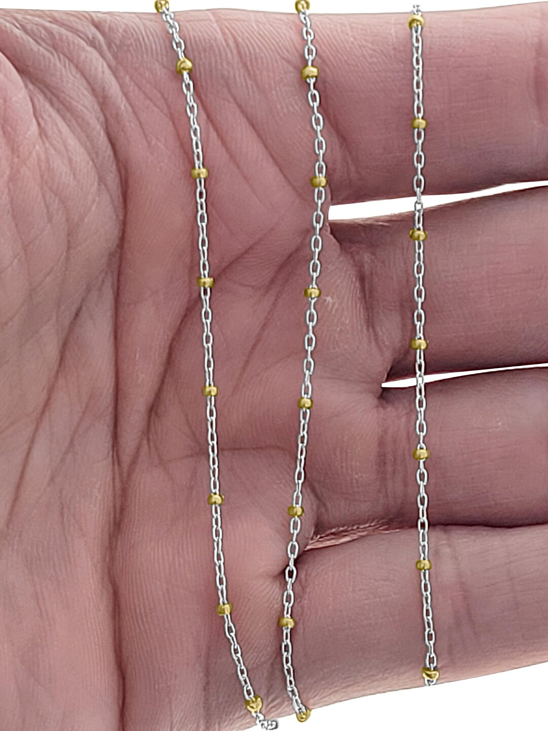 1ft, Satellite Chain, Two Tone, Silver and Gold Chain, Open Cable ...