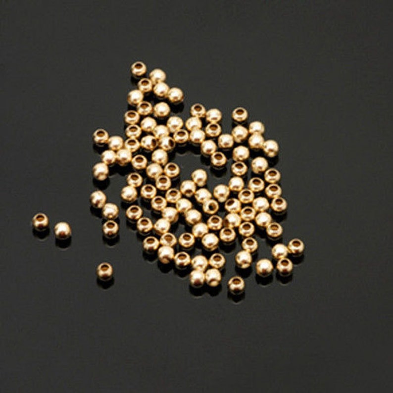 Gold Filled 3mm Beads, 1mm Hole, Gold Filled Bead, Polished & Round ...